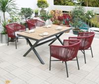 China Waterproof Polyester Fabric 4 Seat Rattan Dining Table And Chairs Set Sun Resistant for sale