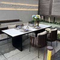 China Customize Color Outdoor Garden Patio Dining Table And Chairs PE Rattan Modern Chair Set for sale