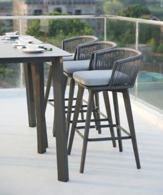 China Handmade Rattan / Wicker Furniture Outdoor Bistro Bar Stools Aluminum Dining Chairs for sale