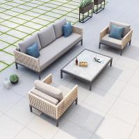 China Customized Aluminium Frame Luxury Rattan Garden Sofa Sets For Courtyard Garden And Living Room for sale
