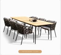 China Contemporary Teak Wood Garden Set Outdoor Furniture Coffee Dining Table Rattan Chair for sale