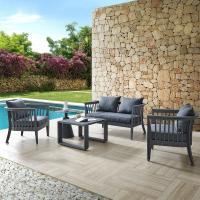 China Dark Gray Aluminum Alloy Frame Modern Outdoor Garden Furniture Dining Set for sale