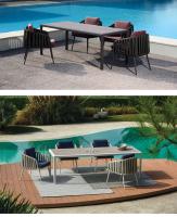 China Contemporary Outdoor Coffee Table And Woven Rope Chair Set For Hotel Leisure for sale