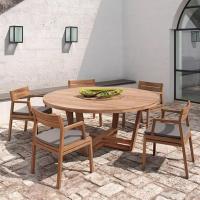 China Nordic Modern Round And Rectangle Teak Outdoor Dining Table For 10 for sale