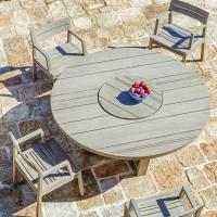 China Nordic Modern Round And Rectangle Teak Outdoor Dining Table For 10 for sale