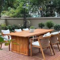 China 2024 New Design Teak Wood Table With Wicker Chairs Set for sale