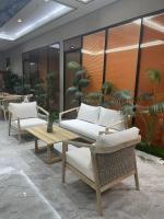 China 2024 New Design Teak Wood Table With Wicker Chairs Set for sale