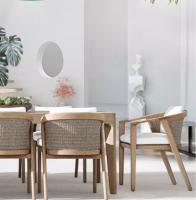 China 2024 New Design Teak Wood Table With Wicker Chairs Set for sale