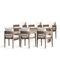 China Nordic Outdoor Villa Teak Wood Dining Chair And Table Set for sale