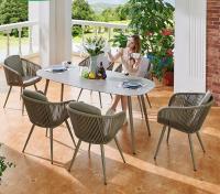 China Outdoor Balcony Patio Furniture Set With Aluminium Table And Woven Rope Chairs Nordic Style for sale