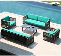 China Aluminium Alloy Frame Woven Rope Outdoor Dining Set Garden Furniture for sale