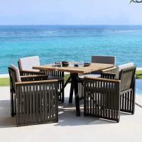 China Aluminium Alloy Frame Woven Rope Outdoor Dining Set Garden Furniture for sale