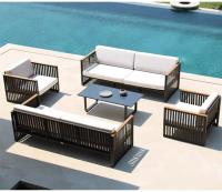 China Aluminium Alloy Frame Woven Rope Outdoor Dining Set Garden Furniture for sale