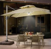 China OEM Aluminum Frame Parasol Cantilever Patio Umbrella With White LED Lights for sale
