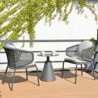 China Nordic Balcony Outdoor Cafe Tea Table And PE Rattan Chair Set Waterproof Fabric for sale