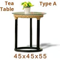 China Tempered Glass 8mm Table Top Bistro Patio Table And Wood / Rattan Chairs for sale