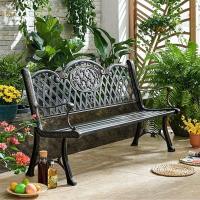 China Metallic Color Cast Aluminum Garden Long Chairs Park Bench Chair for sale