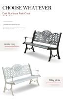 China Metallic Color Cast Aluminum Garden Long Chairs Park Bench Chair for sale