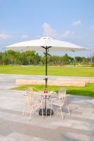 China 200g Polyester Fabric Round Large Garden Parasols Umbrella With Stainless Steel Pole for sale