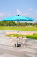 China 200g Polyester Fabric Round Large Garden Parasols Umbrella With Stainless Steel Pole for sale