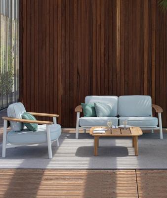 China Modern Nordic Teak Wood Aluminium Garden Sofa Dining Set for sale