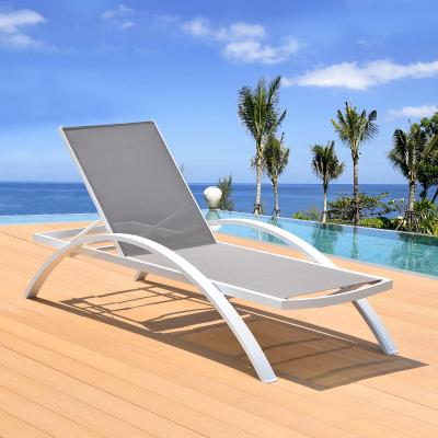 China Waterproof UV Resistant PVC Textilene Aluminum Chaise Beach Lounge Chair for sale