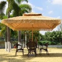 China Sun Protected Parasol Artificial Straw Double Top Patio Tiki Thatch Umbrellas for sale