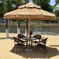 China Sun Protected Parasol Artificial Straw Double Top Patio Tiki Thatch Umbrellas for sale