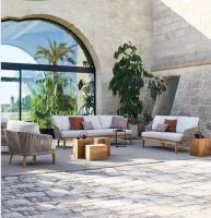China PE Rattan Outdoor Patio Furniture Sets With Solid Teak Wood Frame for sale