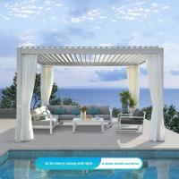 China Outdoor 3x4M Aluminium Pergola With Louvered Roof And LED Lights for sale