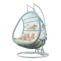 China Rattan Furniture Garden Hanging Egg Swing Chair 2 Person With Q195 Carbon Steel Frame for sale