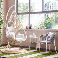 China Aluminum Tube Frame Patio Wicker Swing Chair With Thick Cushion for sale