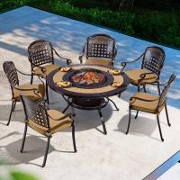 China Outdoor Dining Table Patio Barbecues Grain Table And Chair Set For Garden Courtyard for sale