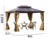 China Aluminium Frame Windbreaks Waterproof Gazebo Canopy With Hardtop 3*4m for sale