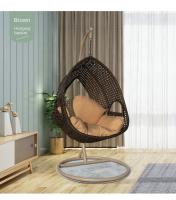 China Garden High Rebound Sponge Cushion Wicker Egg Hanging Chair With Stand for sale