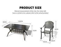 China Garden Terrace Balcony Cast Aluminium BBQ Grill Rectangular Table and Chair Set 1.5M for sale