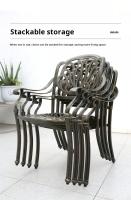 China Balcony Dining Wooden Board Courtyard Table And Cast Aluminium Chairs for sale