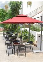 China Contemporary Balcony Dining Set Metal Table And Stackable Chairs For Outdoor Leisure for sale