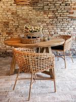 China Balcony Garden Teak Wood Table And Alumiunm / Rattan Chairs Set for sale