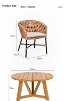 China Balcony Garden Teak Wood Table And Alumiunm / Rattan Chairs Set for sale