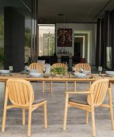 China Pastoral Teak Outdoor Dining Sets Table And Chairs For Coffee Time for sale