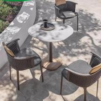 China Waterproof UV Resistant Modern Outdoor Dining Set Plastic Wood Table And Handmade Wicker Chairs for sale