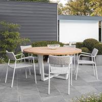 China OEM Teak Wood Garden Dining Table And Alumiunm / Rattan Chair Sets For 6 for sale