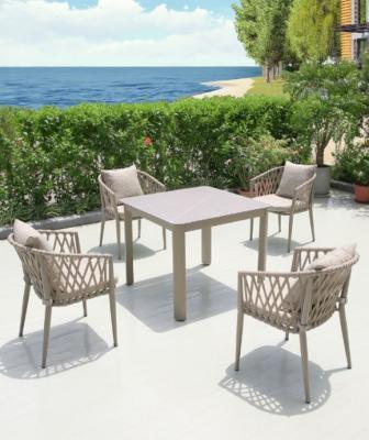 China Outdoor Furniture Handmade Woven Rattan Aluminium Chair And Round Tea Table Set for sale