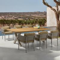 China Luxury Aluminum Table And Rattan Chair Sets For High End Outdoor Dining Table Set for sale