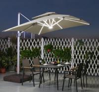 China OEM Aluminum Frame Parasol Cantilever Patio Umbrella With White LED Lights for sale