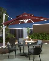 China OEM Aluminum Frame Parasol Cantilever Patio Umbrella With White LED Lights for sale