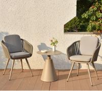 China Nordic Balcony Outdoor Cafe Tea Table And PE Rattan Chair Set Waterproof Fabric for sale