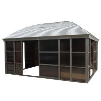 China Powder Coated Aluminium Frame Glass Gazebo Sunroom With Galvanized Top for sale
