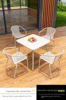China Carbon Steel 4 Seater Cafe Table Set Outdoor 600*730mm / 700*730mm for sale